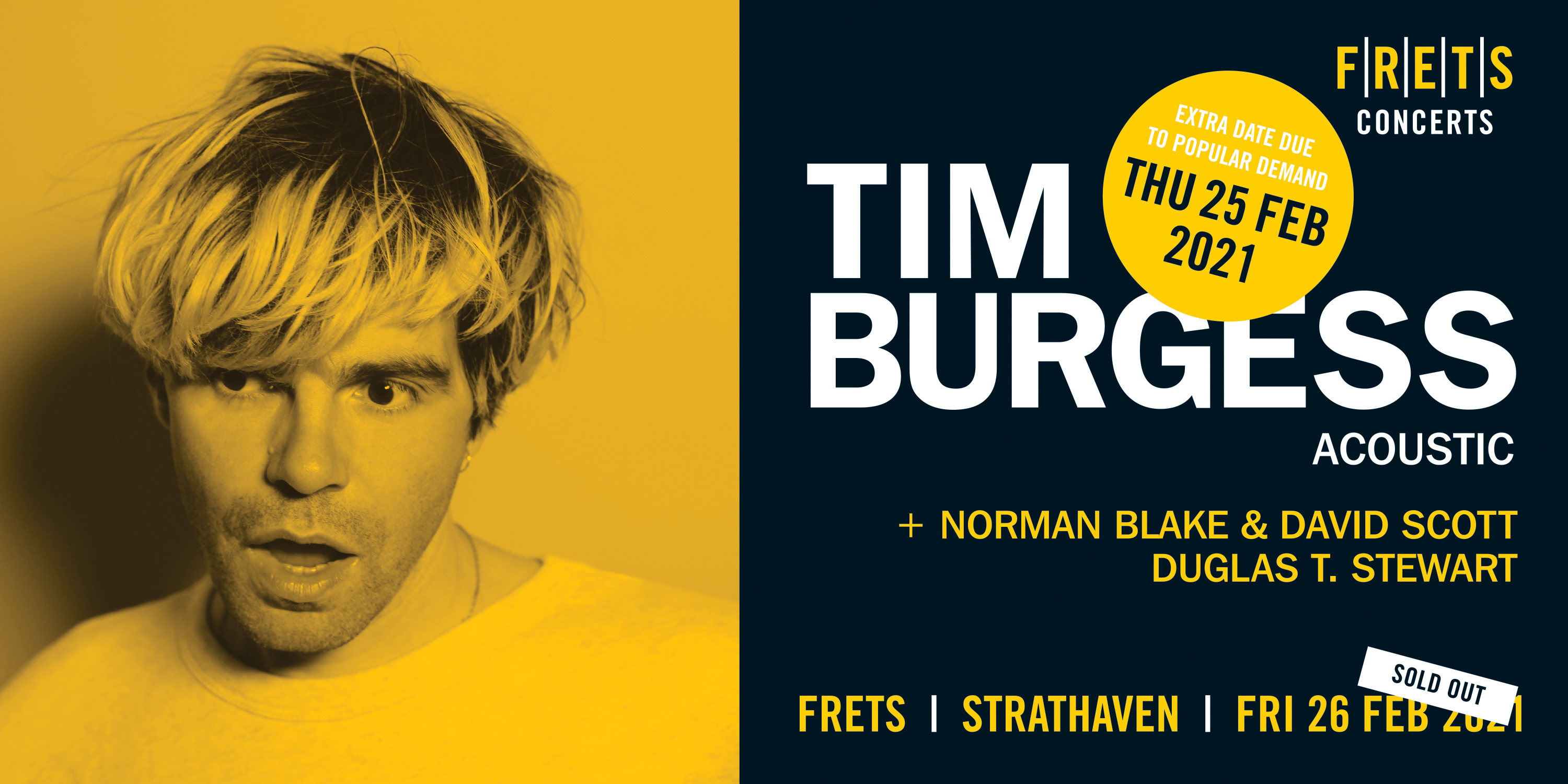 Tim Burgess – Extra Concert Thurs 25th Feb 2021 / SOLD OUT – FRETS CREATIVE
